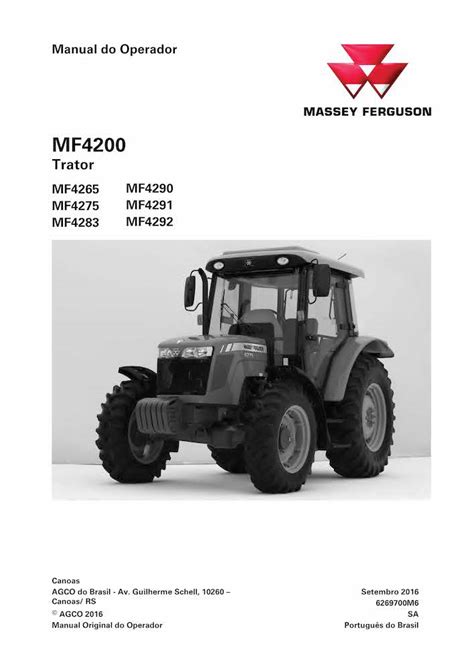 Massey Ferguson Mf4265 Mf4275 Mf4283 Mf4290 Mf4291 Mf4292 Trator