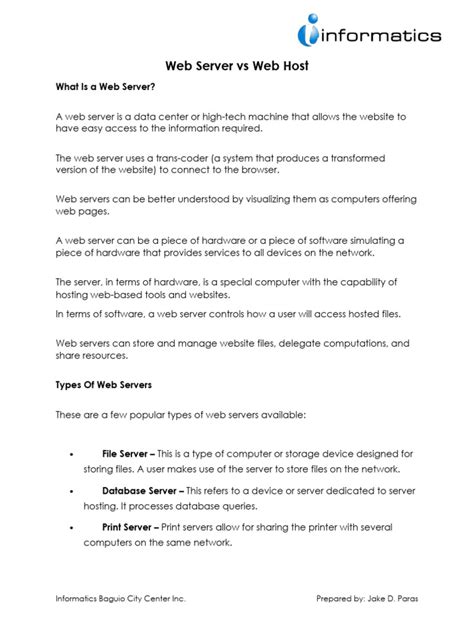 web server vs web host pdf
