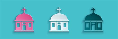 종이 잘라 산토리니 건물 아이콘은 파란색 배경에 격리 푸른 지붕 유럽 문화 전통적인 그리스 어 화이트 하우스 종이 아트 스타일 벡터 0명에 대한 스톡 벡터 아트 및 기타