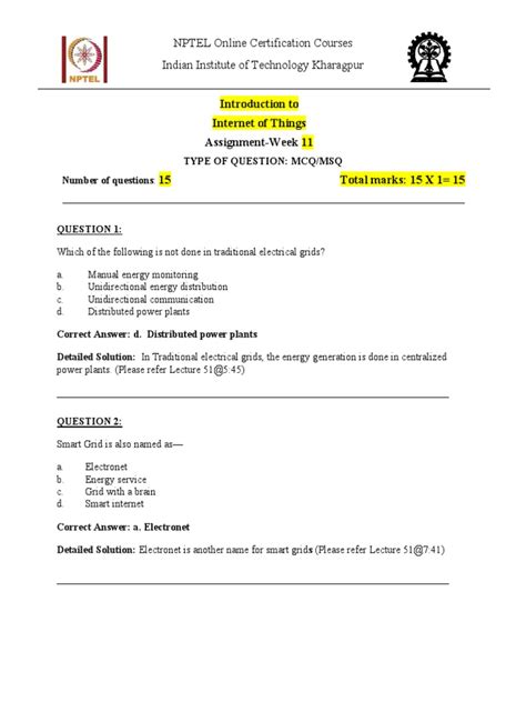 Assignment W11 Pdf Smart Grid Electrical Grid