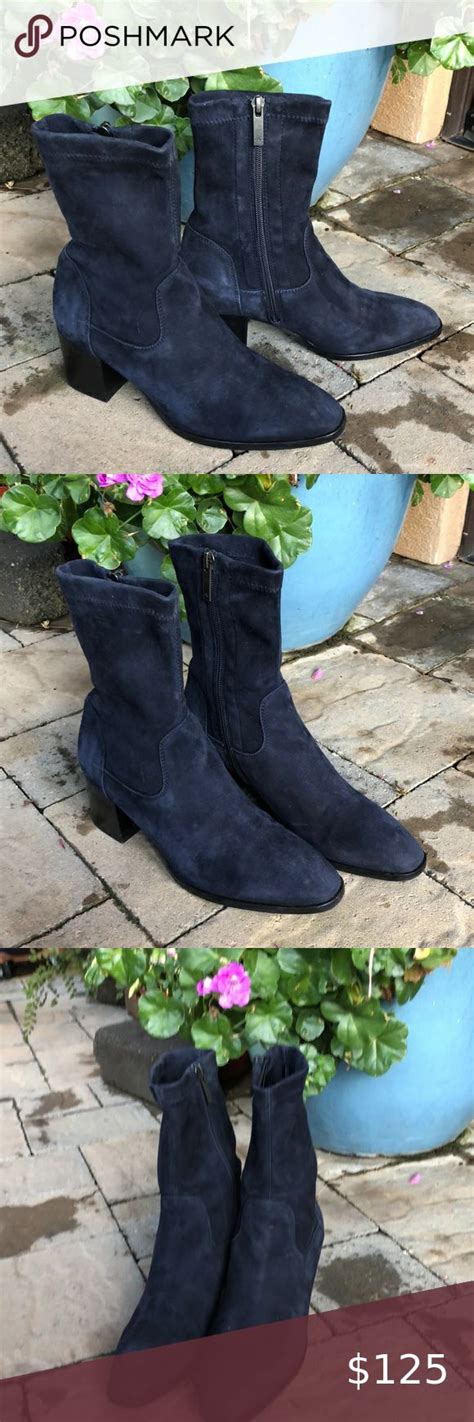 Aquatalia Tilly Weatherproof Suede Navy Bootie 7 5 Aquatalia Tillys