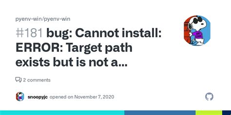 Bug Cannot Install Error Target Path Exists But Is Not A Directory