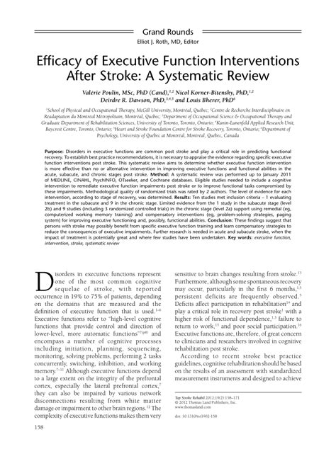 Pdf Efficacy Of Executive Function Interventions After Stroke A Systematic Review