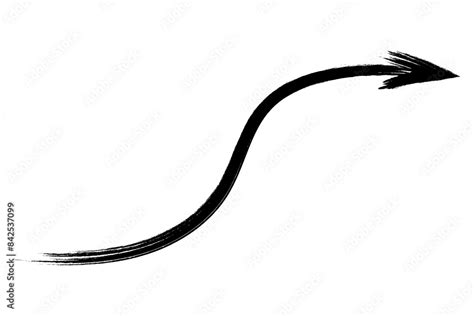 The Arrow Is Curved Sketch The Black Curly Arrow Points To The Right Hand Drawn Sign Vector