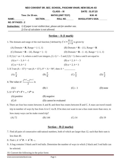 Ncs Xi Questions 31 07 2023 Maths Pdf Mathematics Mathematical