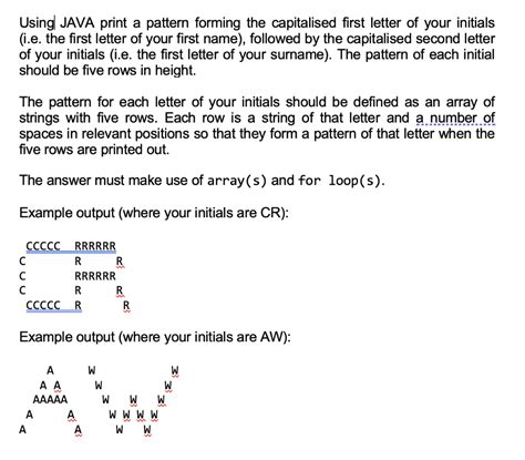 Solved Using Java Print A Pattern Forming The Capitalised