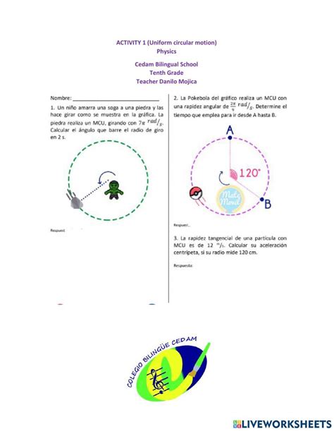 Uniform Circular Motion Worksheet Worksheets Library