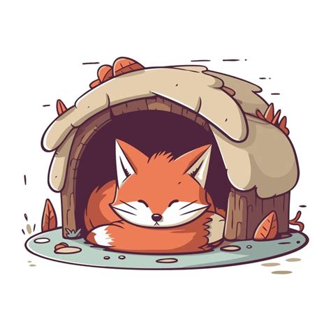 Cute Cartoon Fuchs Schläft In Einem Iglu Vektor Illustration Premium