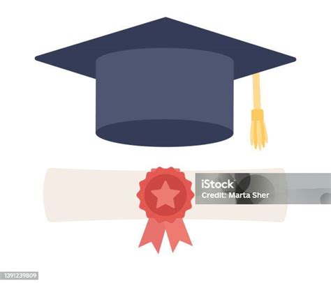 졸업 아이콘입니다 교육 개념 벡터 플랫 일러스트 레이 션 졸업식에 대한 스톡 벡터 아트 및 기타 이미지 졸업식 Educational Institutions And