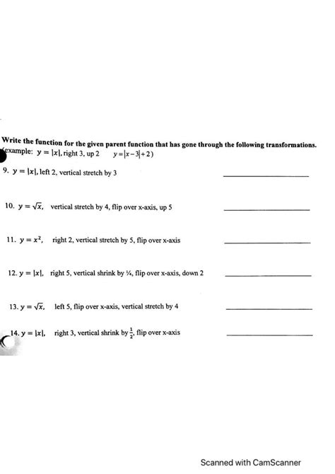 Solved Write The Function For The Given Parent Function That Chegg Com