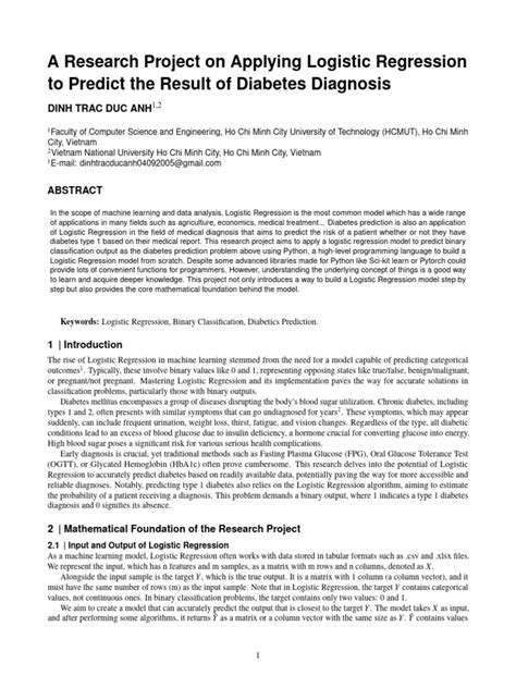 A Research Project On Applying Logistic Regression To Predict Result Of Binary Classification