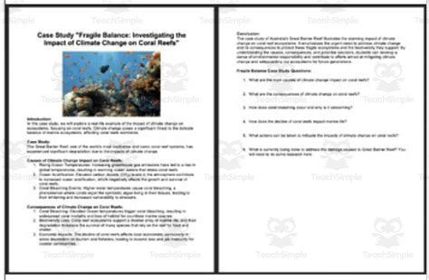 Ecology Case Study The Impact Of Climate Change On Coral Reefs By Teach Simple