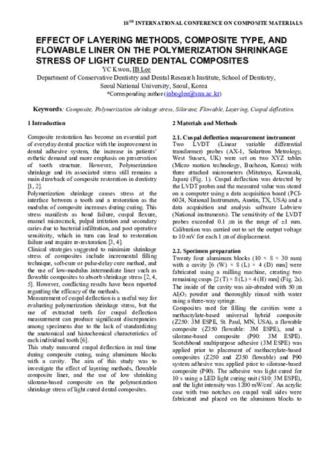 Pdf Effect Of Layering Methods Composite Type And Flowable Liner On The Polymerization