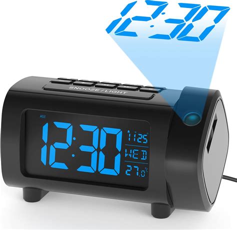 Amazon Com Projection Alarm Clocks For Bedrooms LED Digital Clock With 180 Rotatable Projector