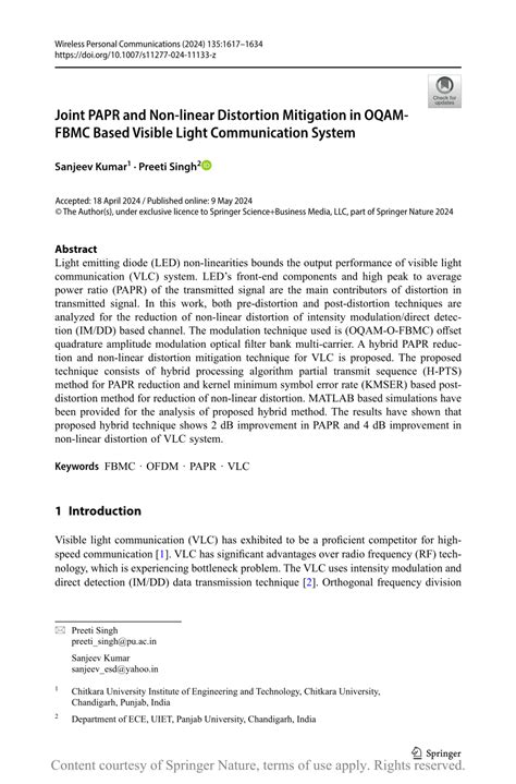 Joint Papr And Non Linear Distortion Mitigation In Oqam Fbmc Based