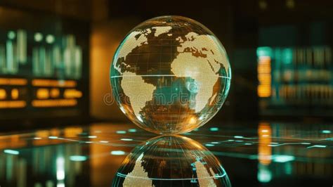 Futuristic Global Technology Concept With Digital Earth Sphere Reflecting Data Visualization