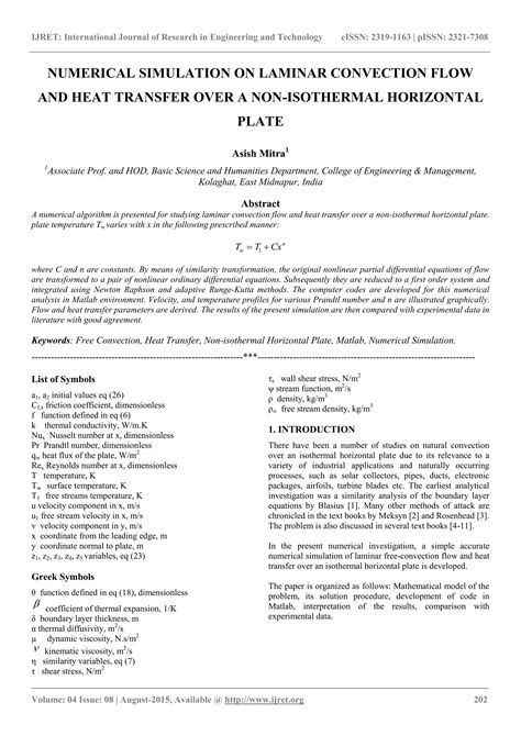 Numerical Simulation On Laminar Convection Flow And Heat Transfer Over