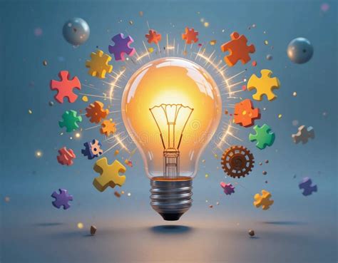 3d Creative Concept With Lightbulb And Puzzle Pieces Stock Illustration Illustration Of Idea