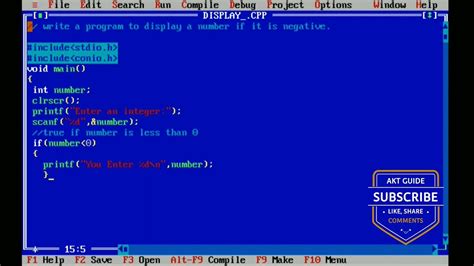 write a program to display a number if it is negative in c programming language akt guide youtube
