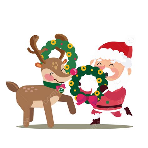 산타 엘크 귀여운 화환 크리스마스 성탄절 산타 클로스 Png 일러스트 및 벡터 에 대한 무료 다운로드 Pngtree