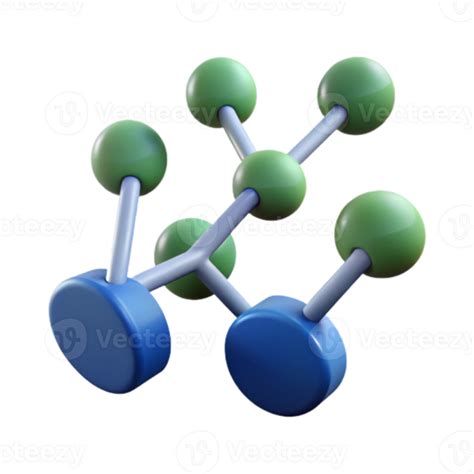 3d Render Molecular Structure Green Blue Atoms Bonds Science Illustration 55535403 Png