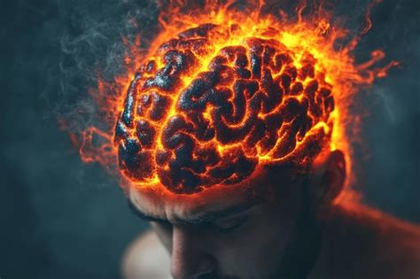 Neuromorphic Engineering Cognitive Mapping And Neural Resonance Glowing Brain Engulfed In Fiery