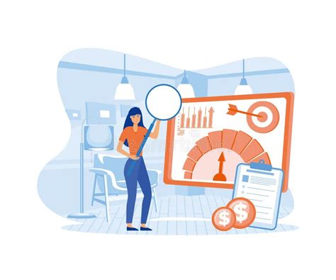 Key Performance Indicator Or Kpi For Business Success Evaluation Tiny Person Concept Stock