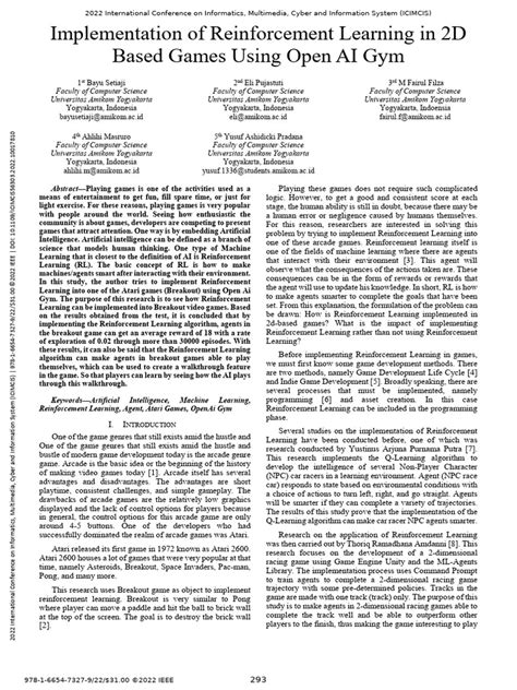 Implementation Of Reinforcement Learning In 2d Based Games Using Open