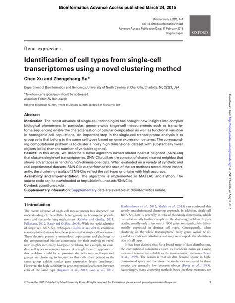 Pdf Identification Of Cell Types From Single Cell Transcriptomes