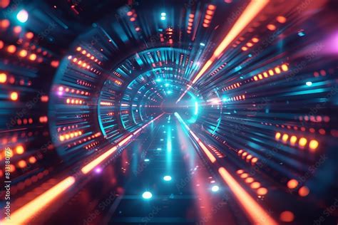 ภาพประกอบสต็อก Abstract Digital Background With Illuminated Paths Futuristic Tech Wallpaper For