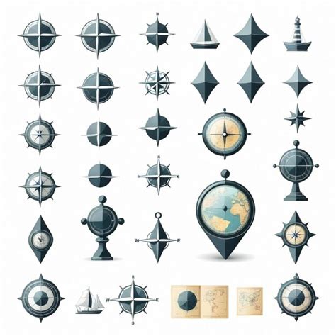 Premium Vector A Collection Of Nautical Items Including A Compass