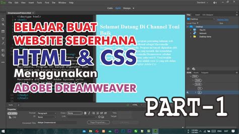 Belajar Buat Website Sederhana Html And Css Menggunakan Adobe Dreamweaver Part 1 Youtube