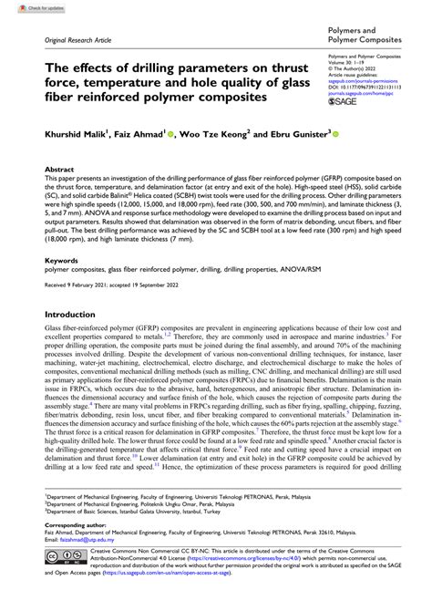 Pdf The Effects Of Drilling Parameters On Thrust Force Temperature And Hole Quality Of Glass