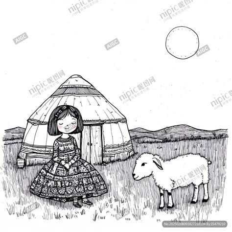 Ai创作图蒙古女孩插画 手绘蒙古女孩 赫哲族女孩线稿 蒙古包手绘 达斡尔族女孩线稿 锡伯族女孩线稿 抱小羊的蒙古姑娘 乌珠穆沁羊插画 手绘蒙古族女孩 蒙古姑娘手绘 蒙古生活插画 蒙古草原手绘
