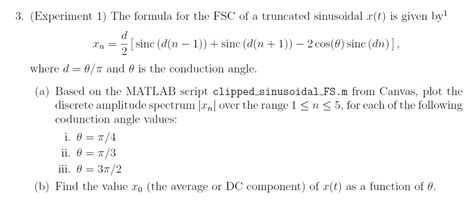 The Formula For The Fsc Of A Truncated Sinusoidal