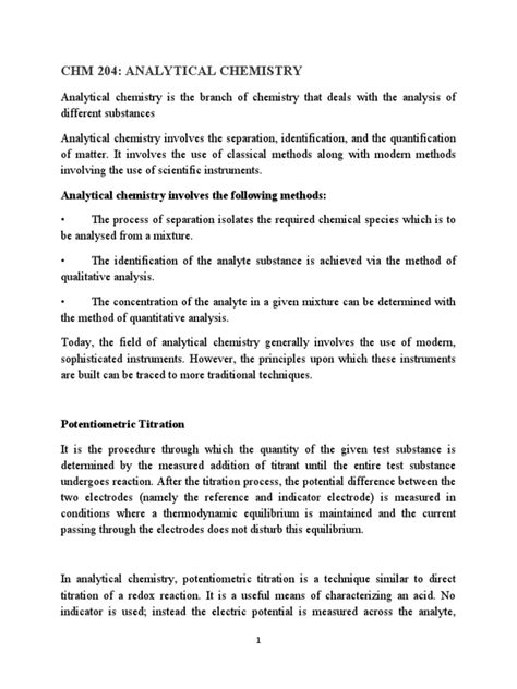 Chm 204 Lecture Note Final Pdf Gas Chromatographymass Spectrometry Ph