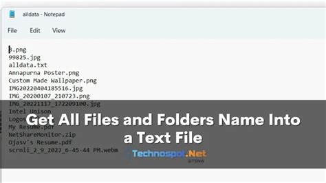 How To Get All Files And Folder Names Into A Text File