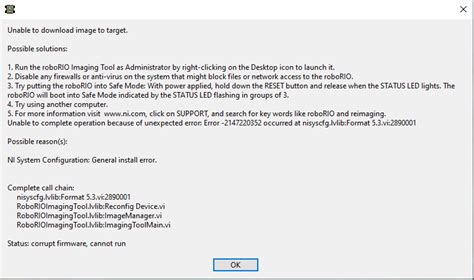 Roborio 20 Reformat Failed Control System Chief Delphi