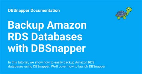 Backup Amazon Rds Databases With Dbsnapper Dbsnapper Documentation