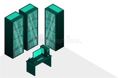 Server Rack Server Room Data Center Network Server Isolated Server In Flat Design Stock