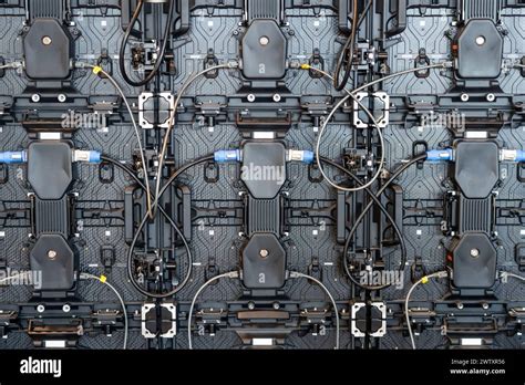 Backside Of Big Led Screen Monitor Display Texture Of Back View Panels Power Input And Output