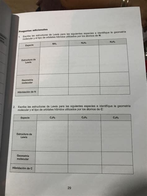 Solved 1 Write The Lewis Structures For The Following