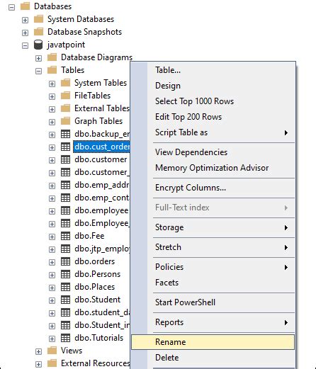 Sql Server Rename Table Tpoint Tech