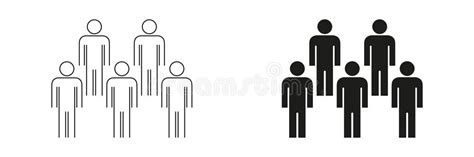 Group Of People Hierarchy Solid And Outline Icon Set Team Structure Leadership And