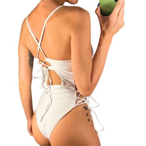 Traje De Baño Enterizo Lima Bikin Tiras Al Costado Blanco Talla M I