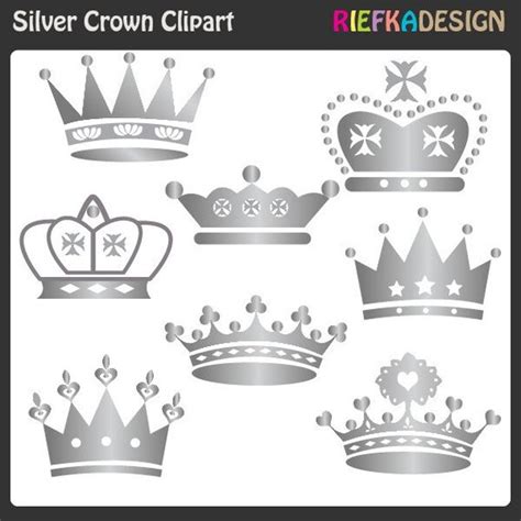 Silver Crown Digital Clipart Set Personal And Commercial Use Etsy