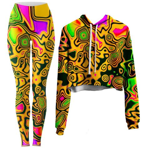 Splash Of The 90s Crop Hoodie And Leggings Combo Iedm