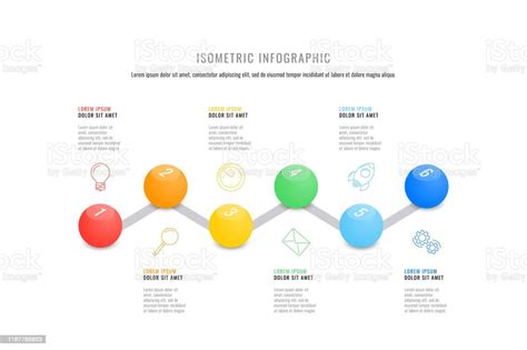 현실적인 3d 라운드 요소와 아이소메트릭 인포 그래픽 타임 라인 템플릿 브로셔 배너 연례 보고서 및 프리젠 테이션을위한 현대적인