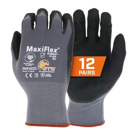 Atg Maxiflex Ultimate Mens X Large Gray Nitrile Coated Outdoor And