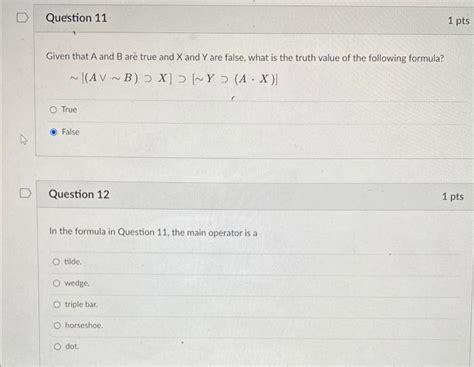 question 11 1 pts given that a and b are true and x